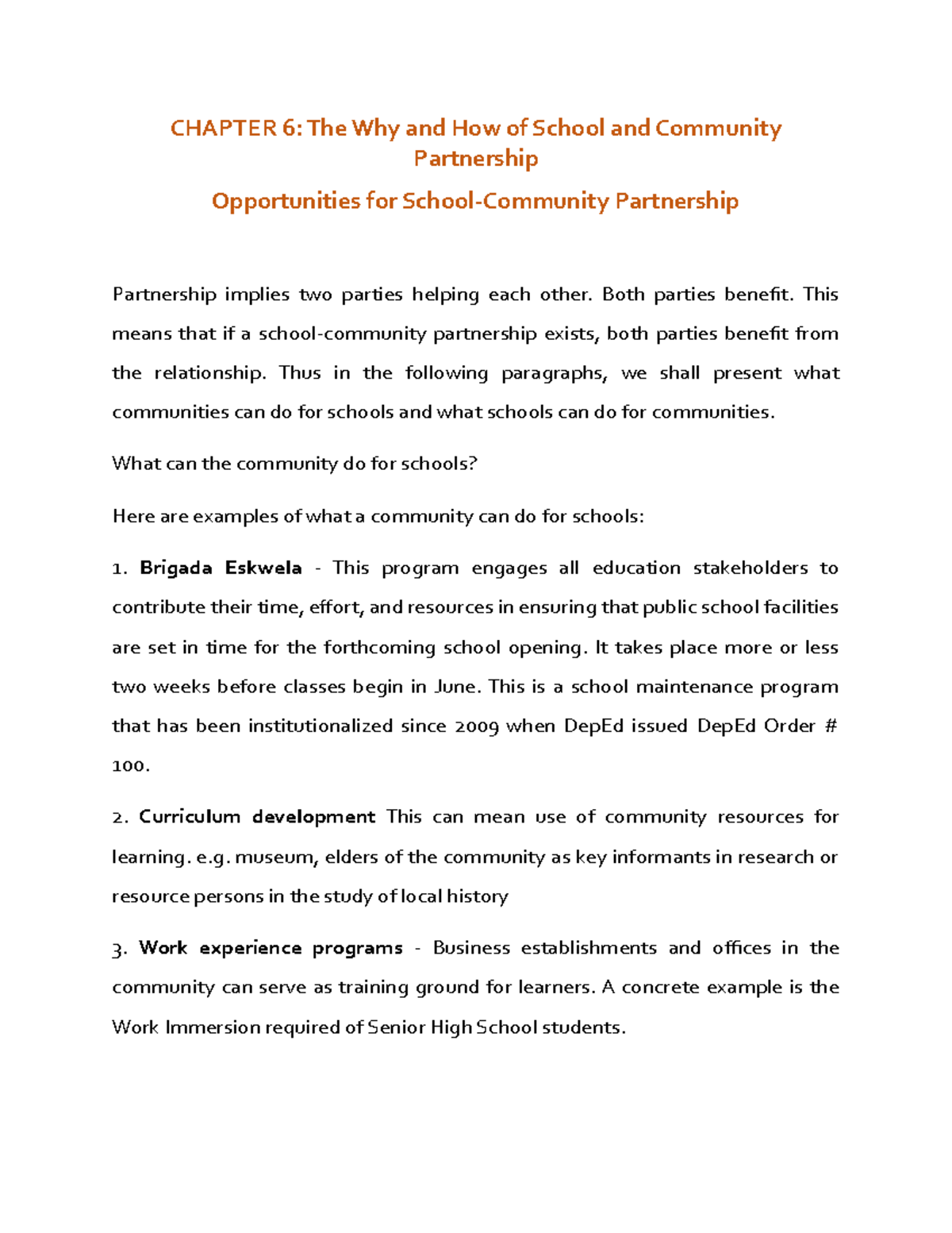 Chapter 6 The Why and How of School and Community Partnership - CHAPTER ...