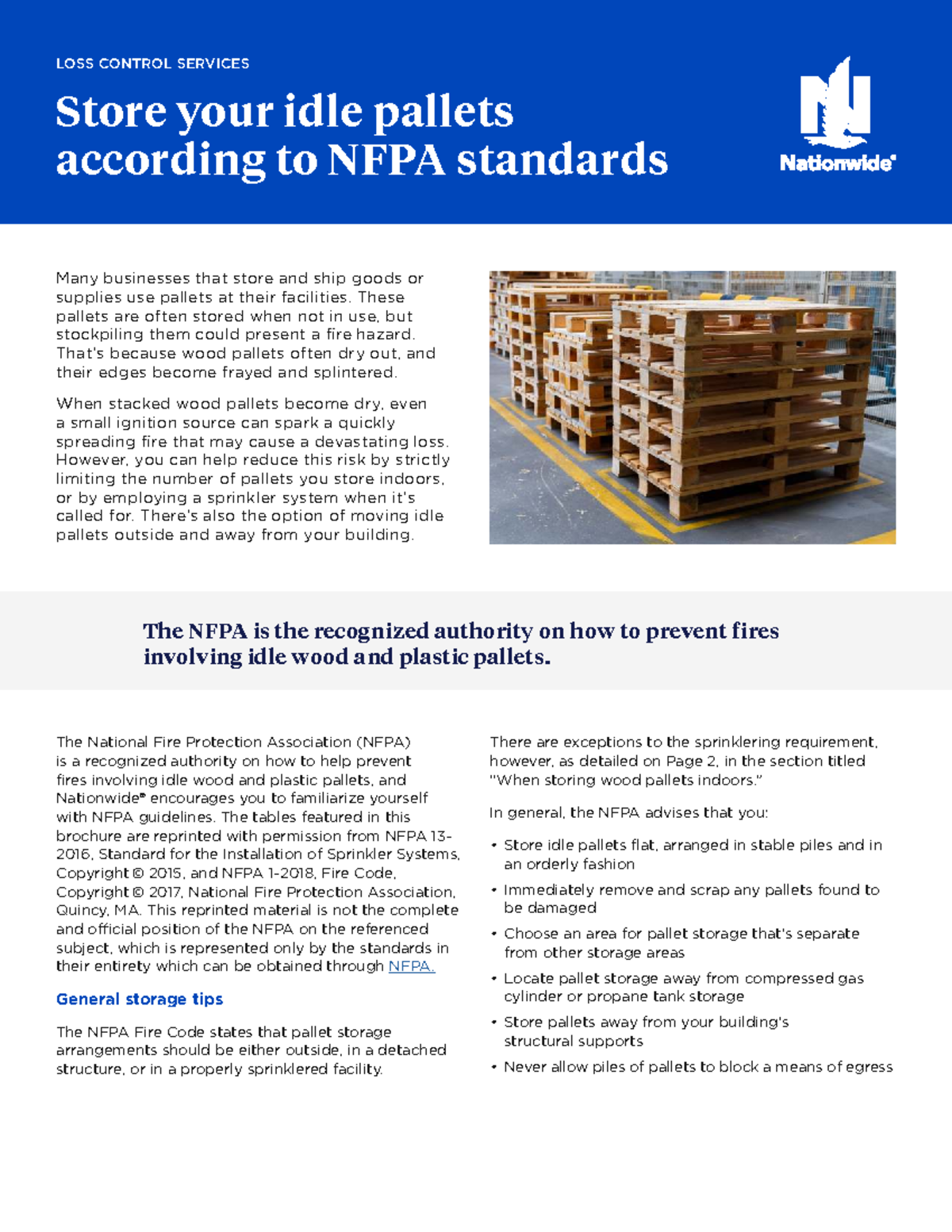 CMO-0873AO - NFPA Guidelines for Safe Pallet Storage - Studocu