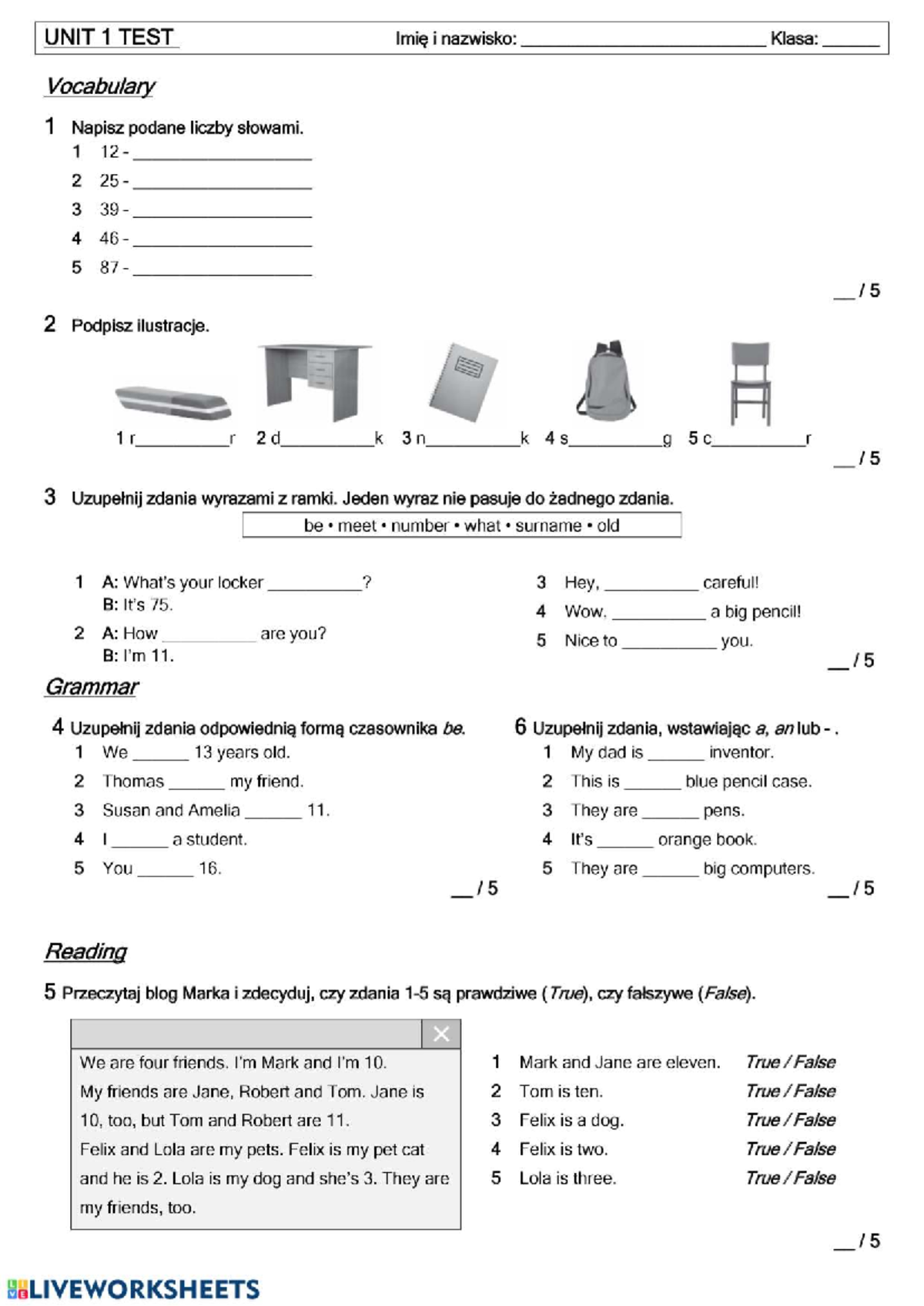 UNIT 1 TEST: Vocabulary & Grammar Practice - Angielski 64ui5 - Studocu