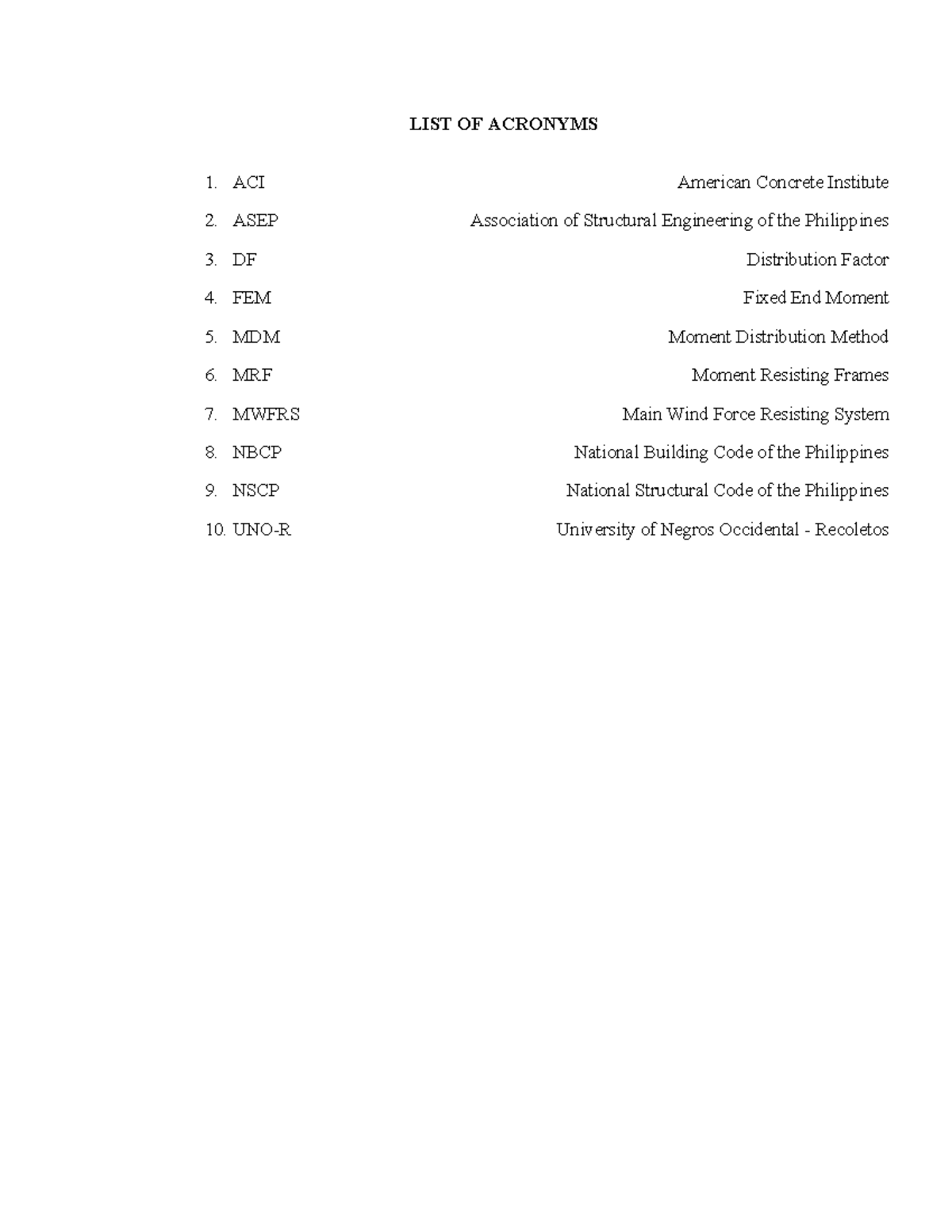 Acronyms and Annotations for Structural Engineering (CIV 101) - Studocu