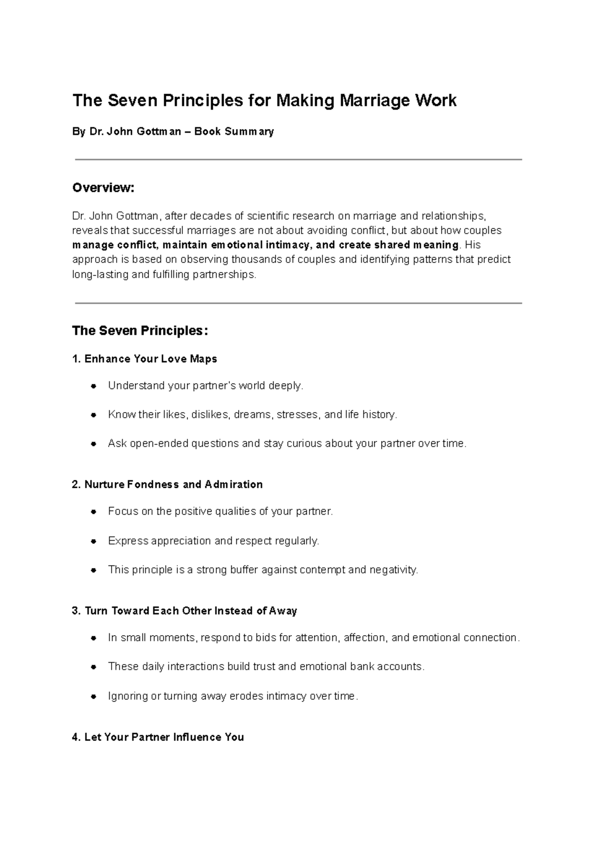 7 Principles for Making Marriage Work - Summary of Dr. Gottman's ...