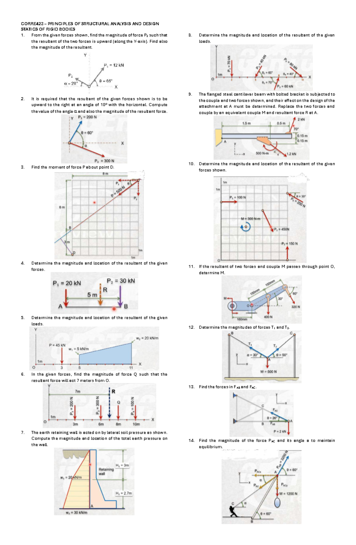 CORRE423 STATICS: PRINCIPLES OF STRUCTURAL ANALYSIS & DESIGN - Studocu