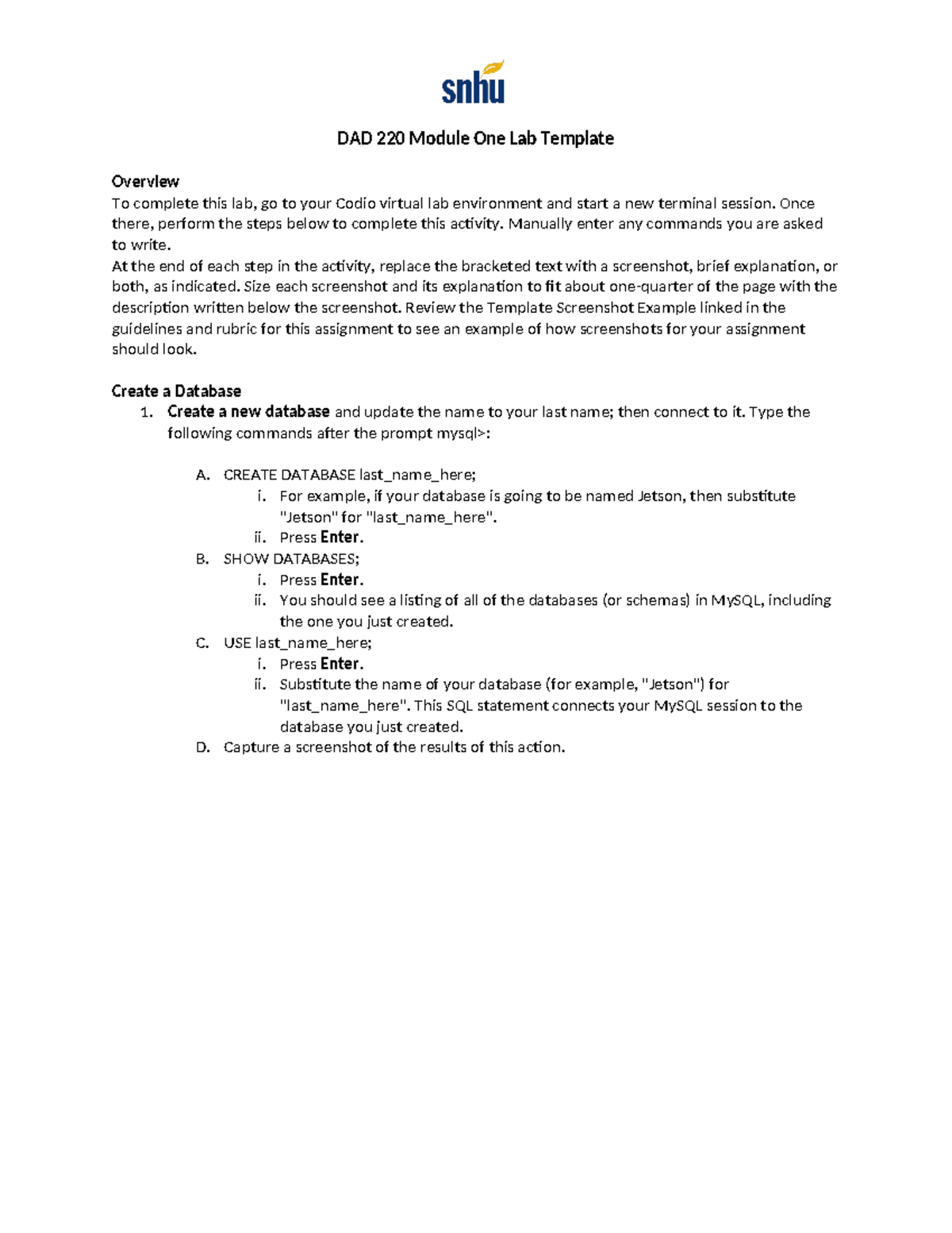 Dad 220 Module One Lab Template Dad 220 Module One Lab Template Overview To Complete This Lab