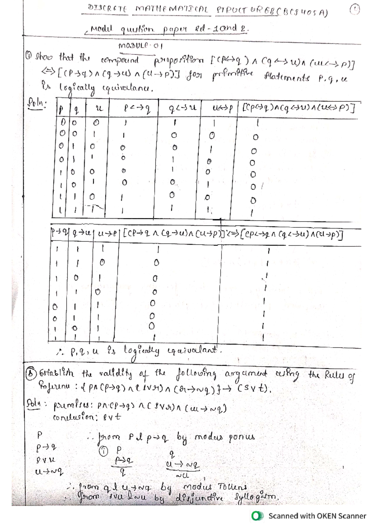 DMS model paper solutions - DISCRETE MATHEMATICAL c Model question ...