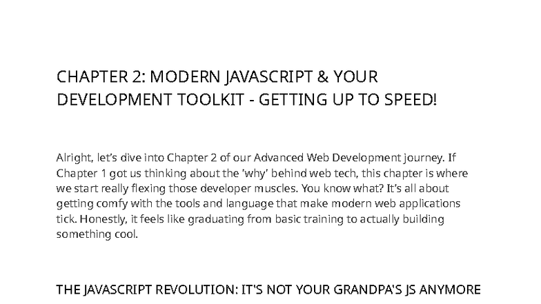 CHAPTER 2: MODERN JS - YOUR DEV TOOLKIT & ASYNC MAGIC - Studocu