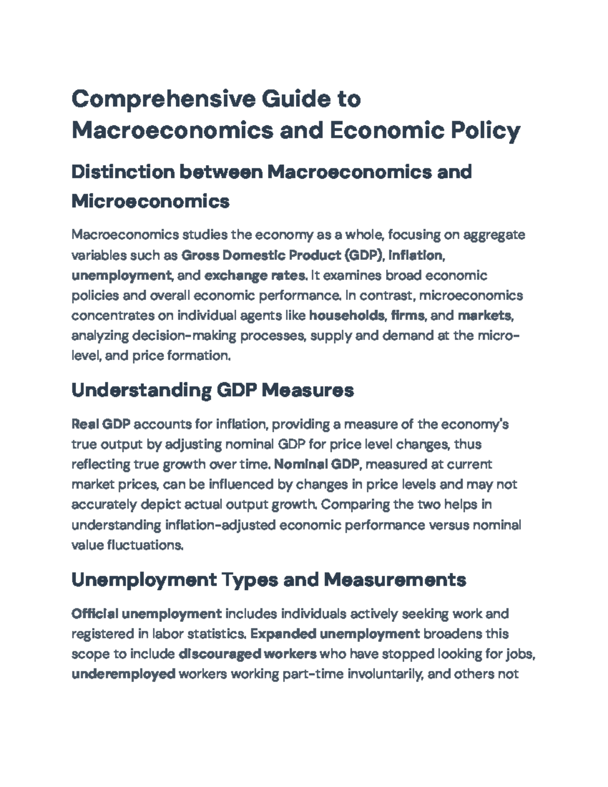 Comprehensive Guide to Macroeconomics and Economic Policy (ECO 101 ...