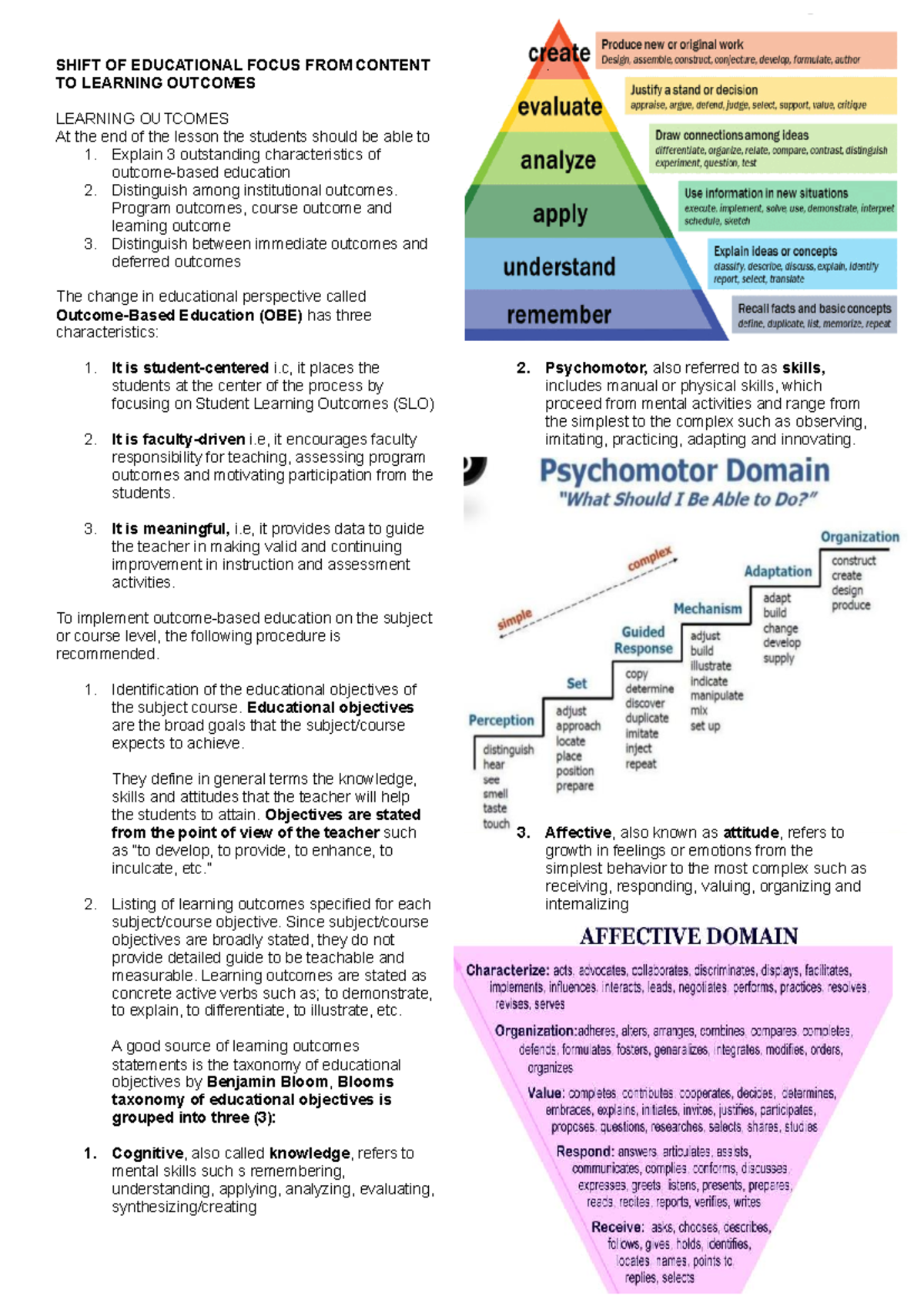Shift of Educational Focus: From Content to Learning Outcomes - Final Exam - Studocu