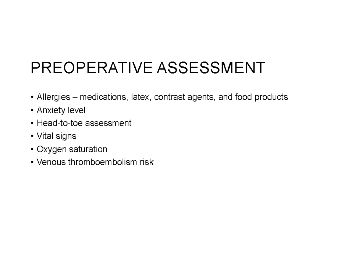Week 1 Perioperative Nursing p - REGNRSG 105 - PREOPERATIVE ASSESSMENT ...