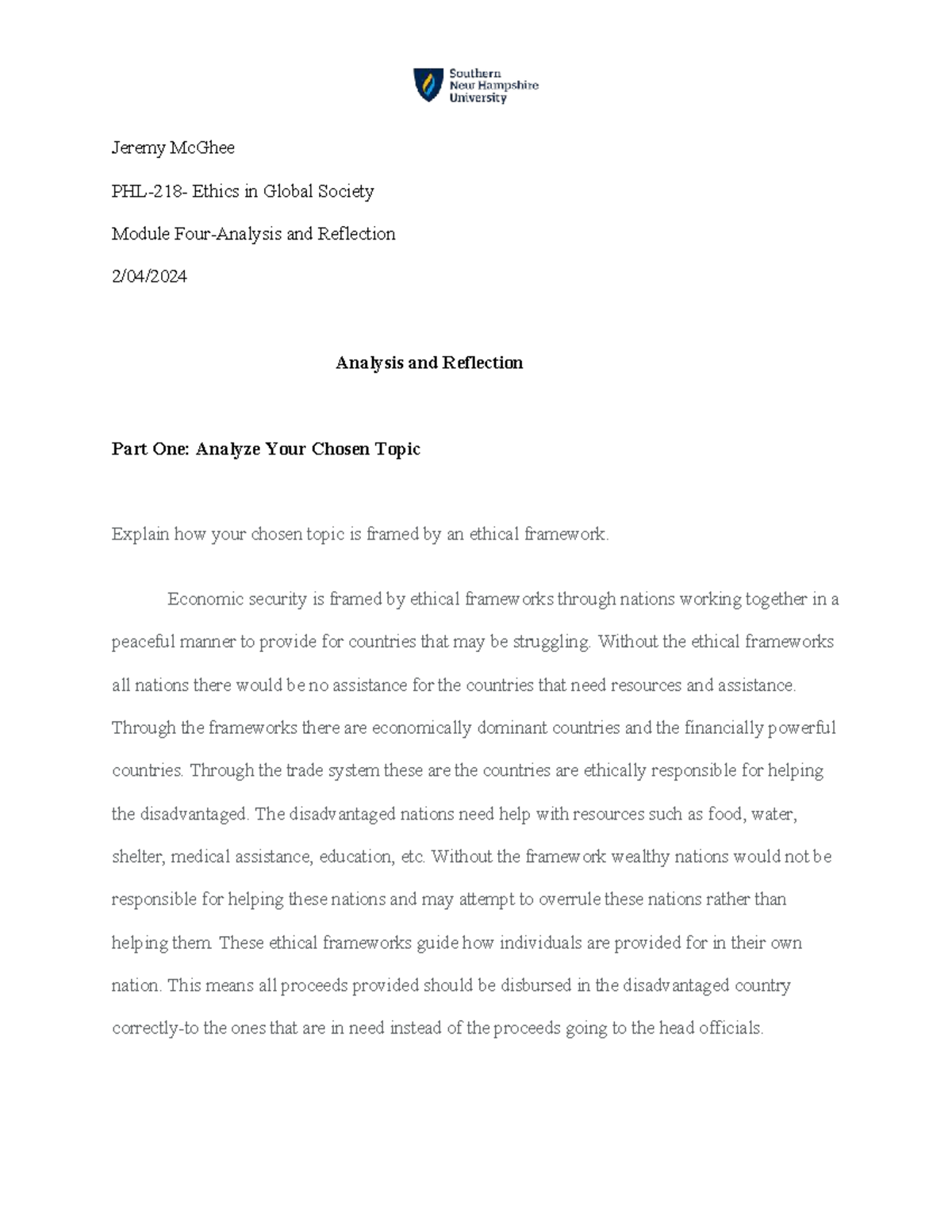 Module 4-2 Short Paper - Analysis and Reflection - Jeremy McGhee PHL ...