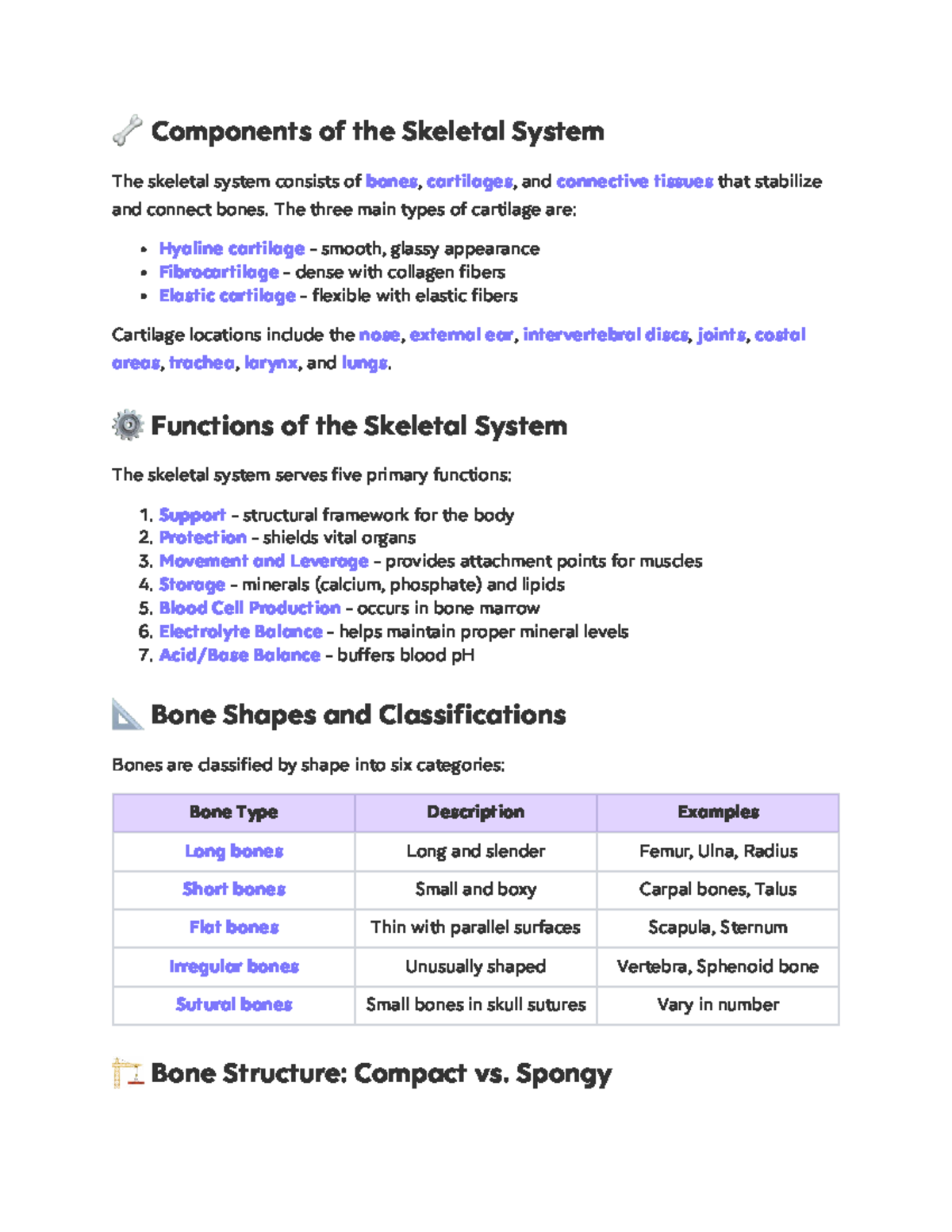 Chapter 7 - Bone Tissue Overview and Functions - Studocu