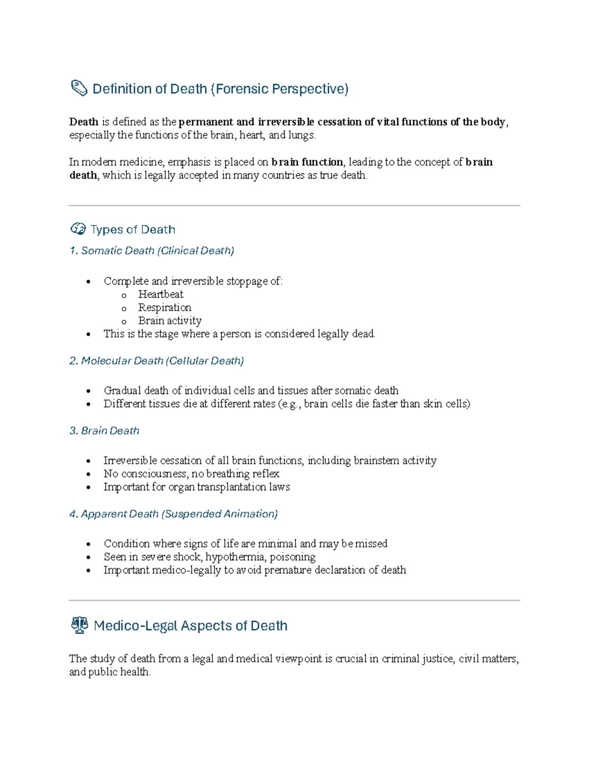 Forensic Perspective on Death: Definition & Medicolegal Aspects - Studocu