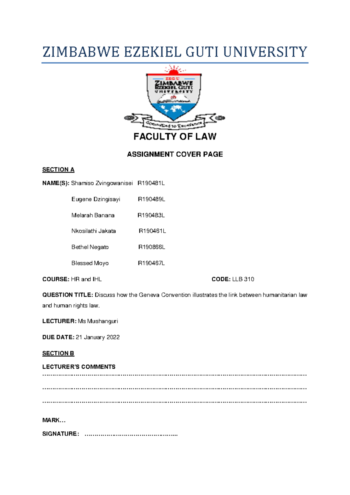 IHL Final Assignment: Geneva Convention & Human Rights Link Analysis ...