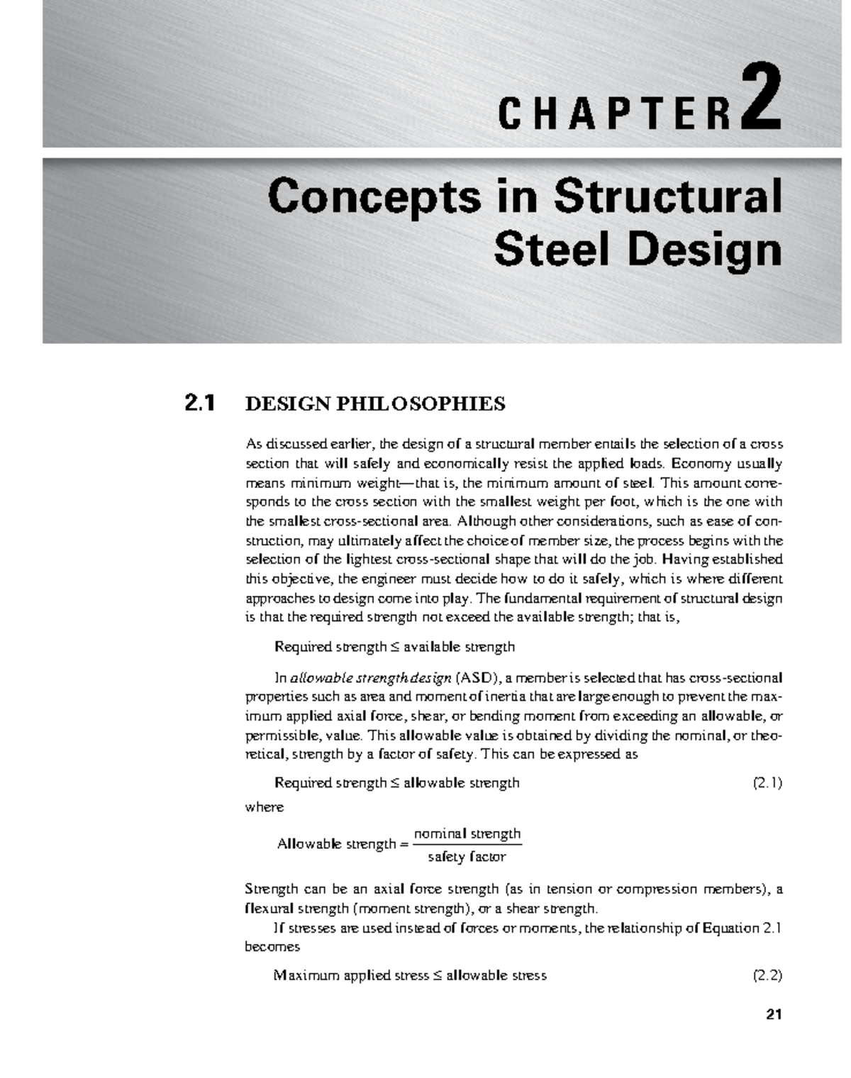 CHAPTER 2: Concepts in Structural Steel Design (CE319) - Studocu