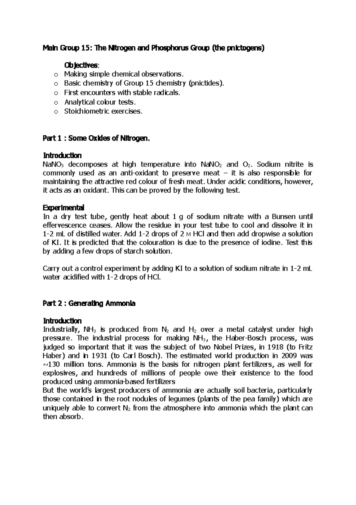 Main Group 15 - The Nitrogen and Phosphorous Group (the pnictogens ...