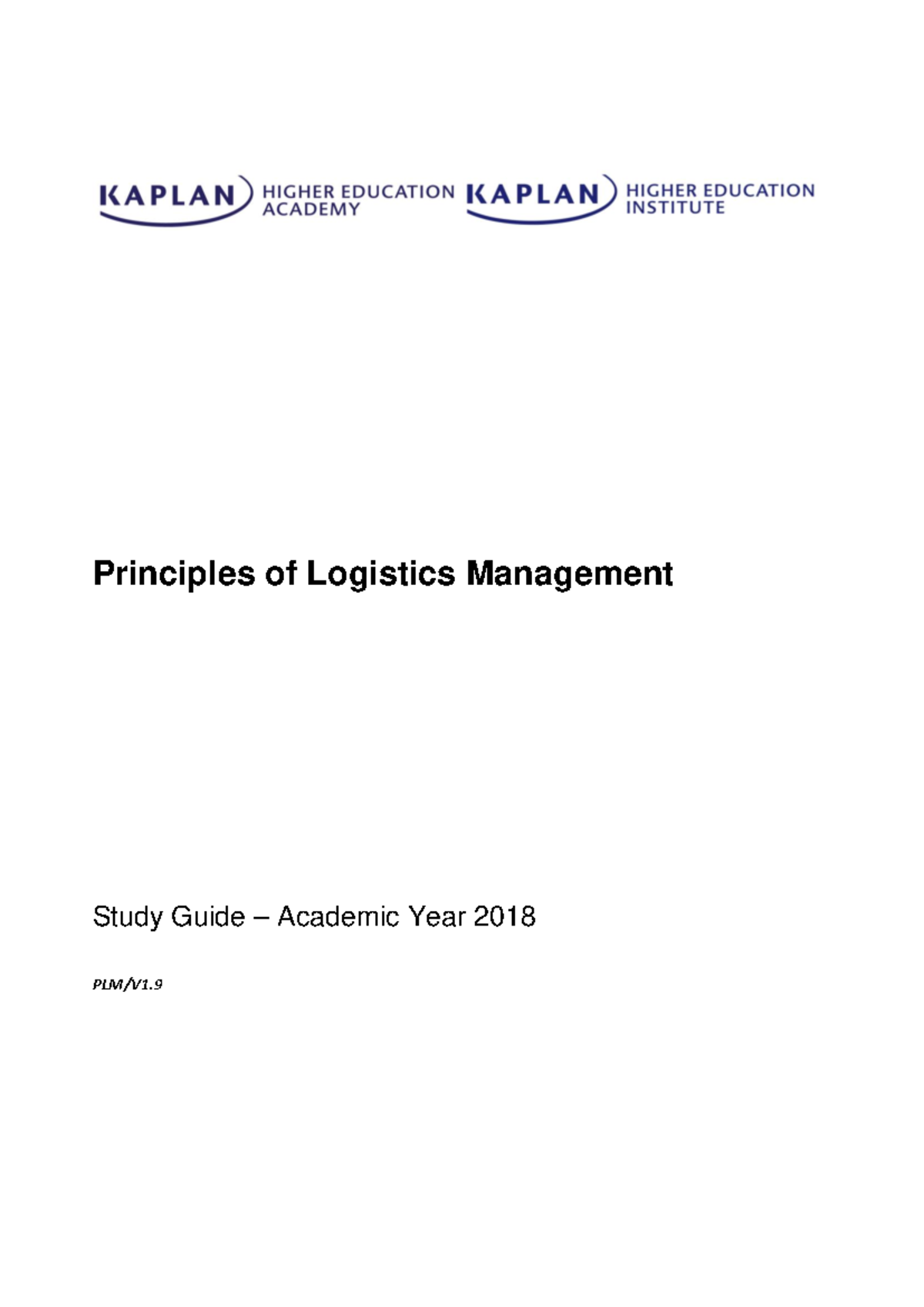 Principle of Logistic Management (Full PPT Slide and Lecturer Notes ...