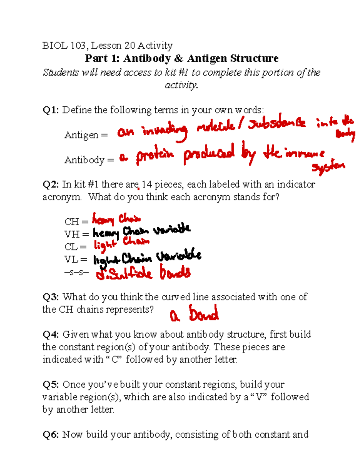 Lesson 20 GRQ assignment - BIOL 103, Lesson 20 Activity Part 1 ...