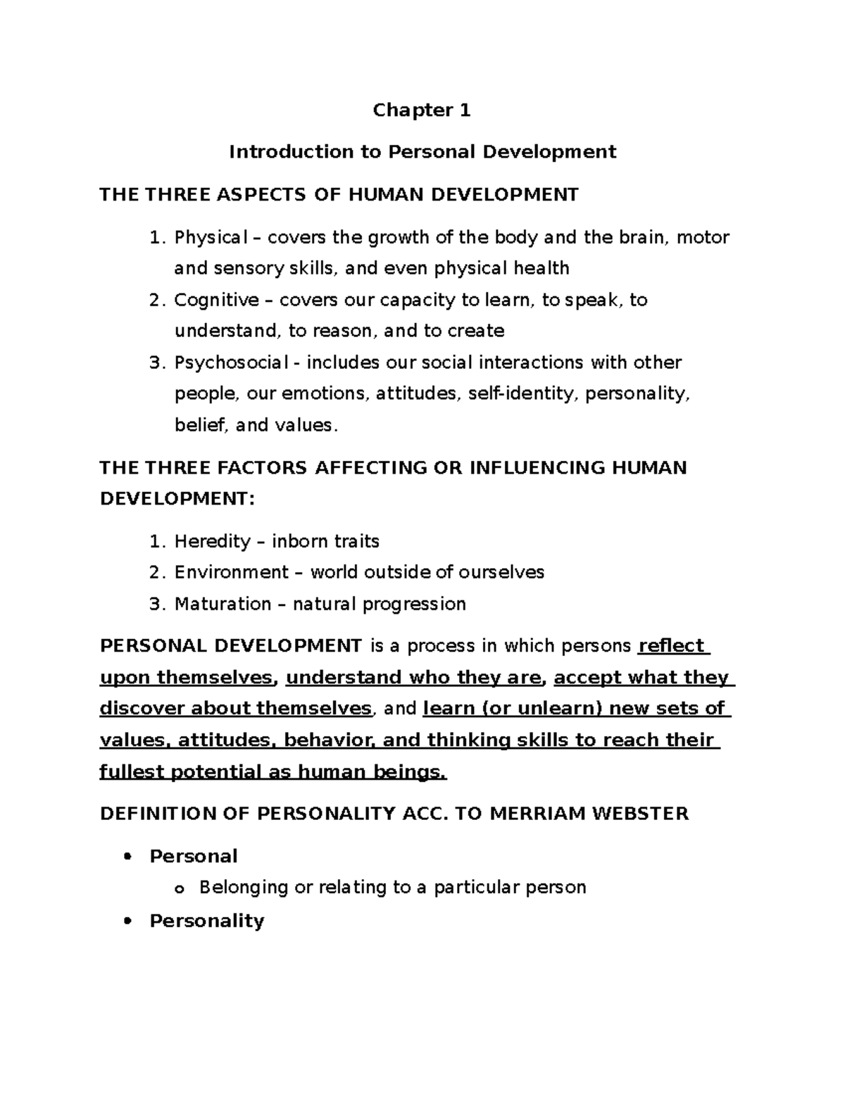 Personal Development - Lecture Notes on Chapters 1-9 (PD100) - Studocu