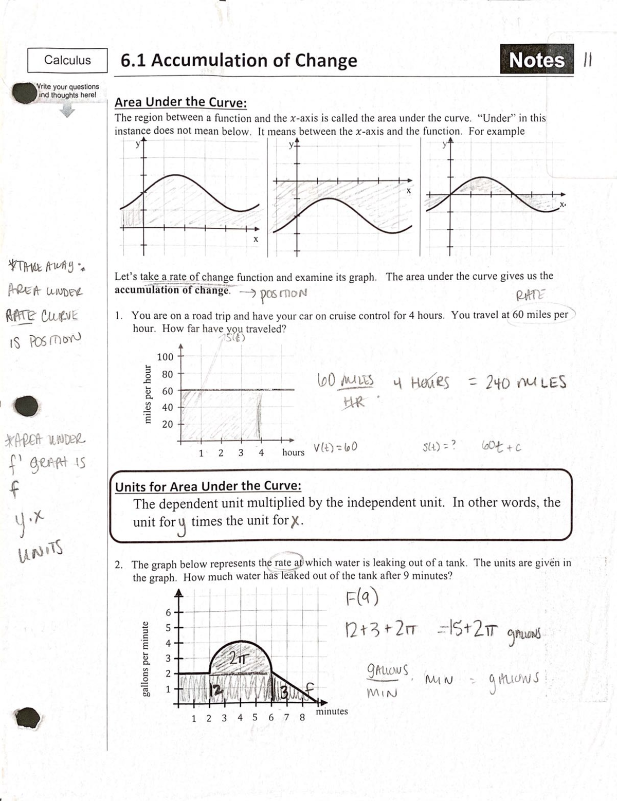 AP+Calc+AB+Unit+6+Notes+Completed - Calculus 6 Accumulation of Change ...