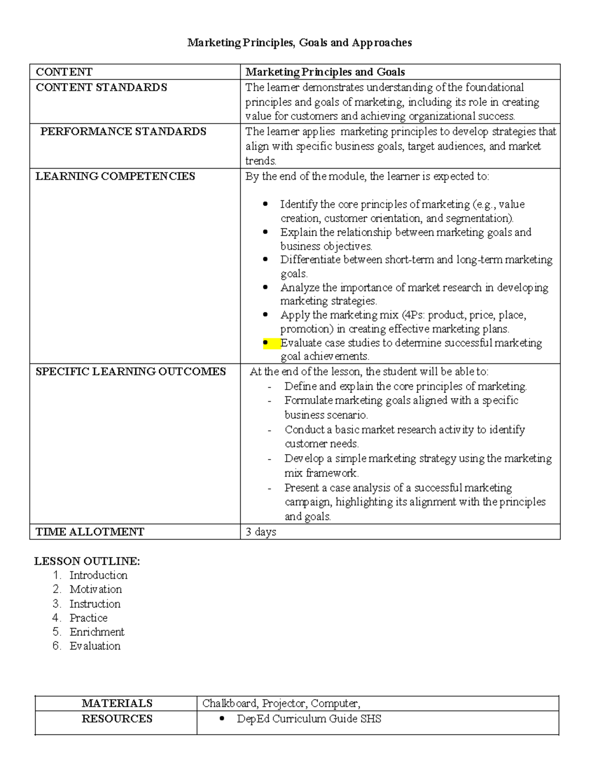 PRIN OF MKTG Marketing Principles, Goals and Approaches 2024-2025 ...