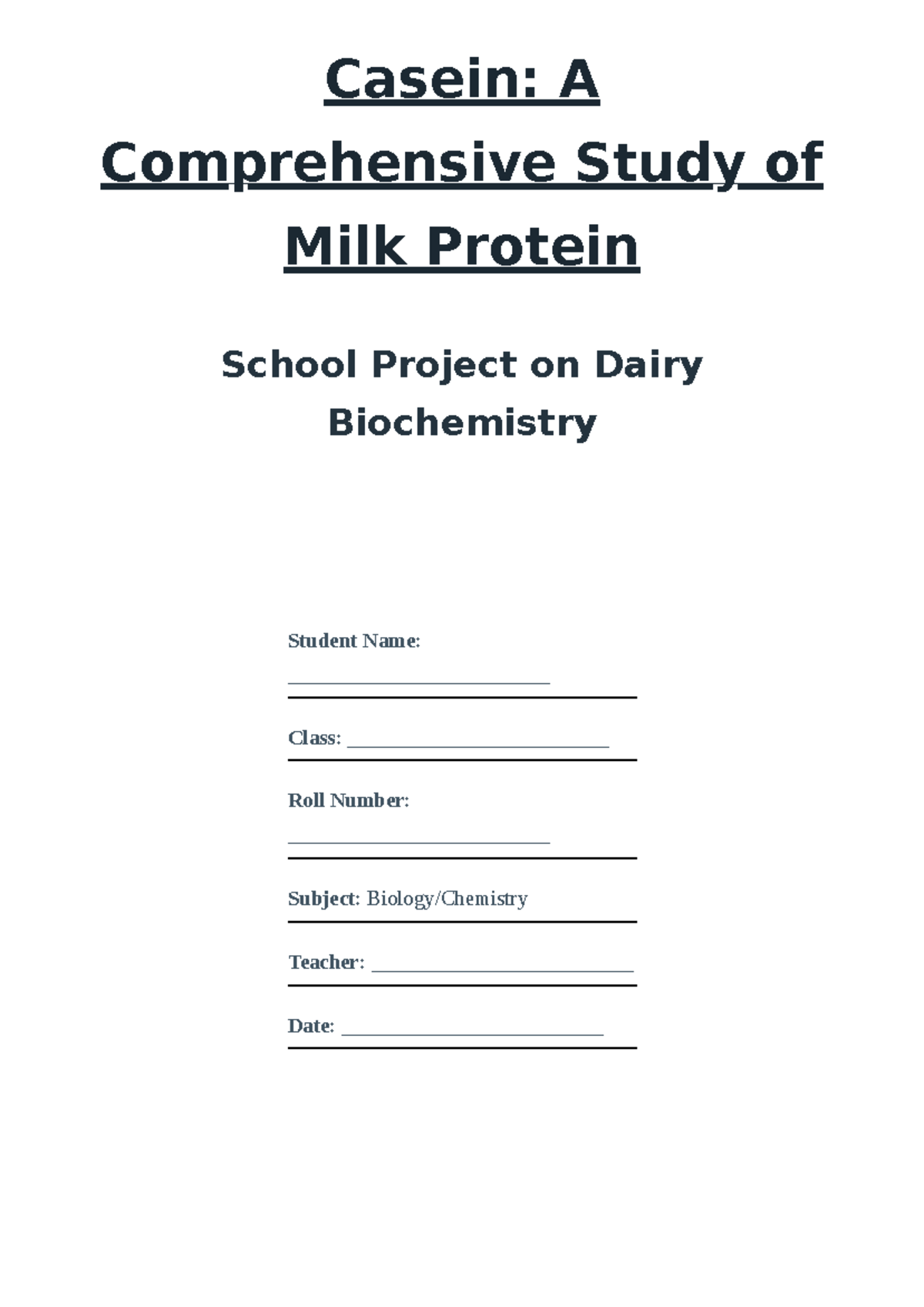 Casein: A Detailed Study of Milk Protein (Dairy Biochemistry Project ...