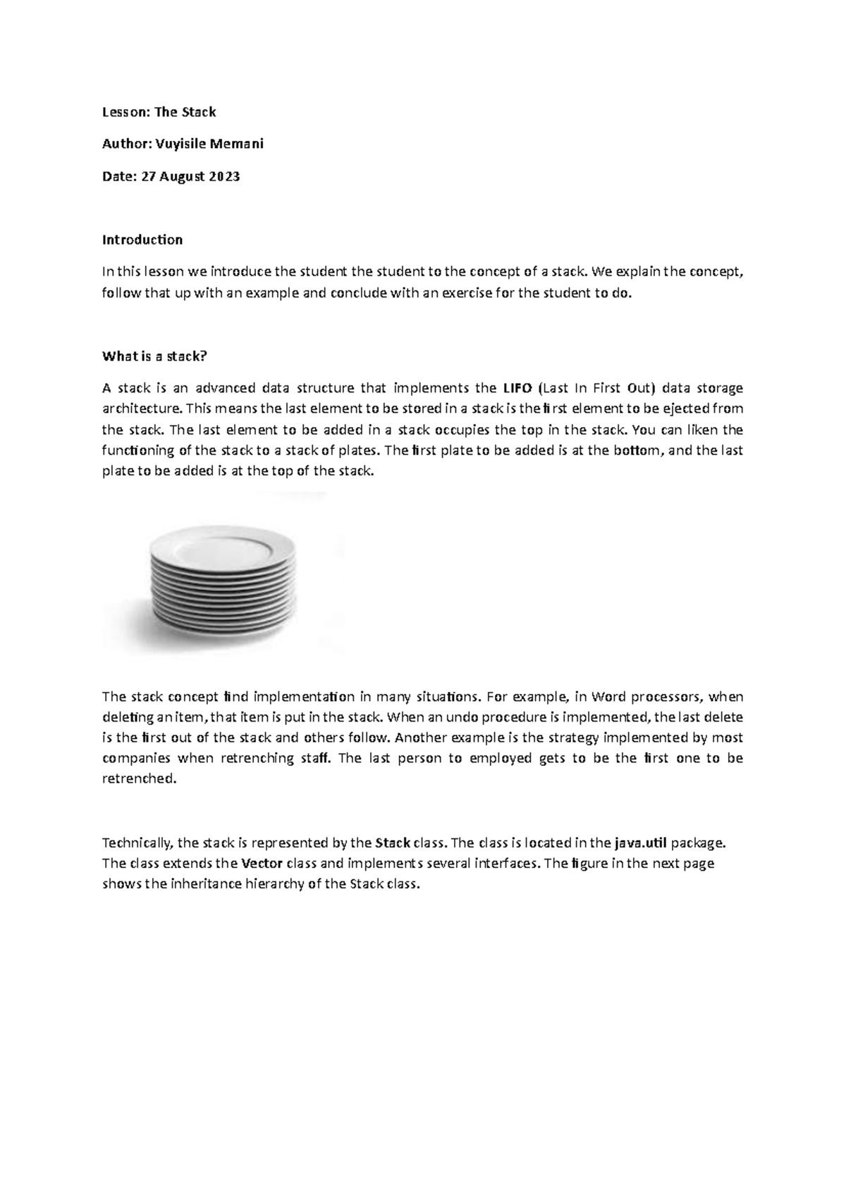 Lesson: Understanding Stacks in Data Structures (CS101) - Studocu