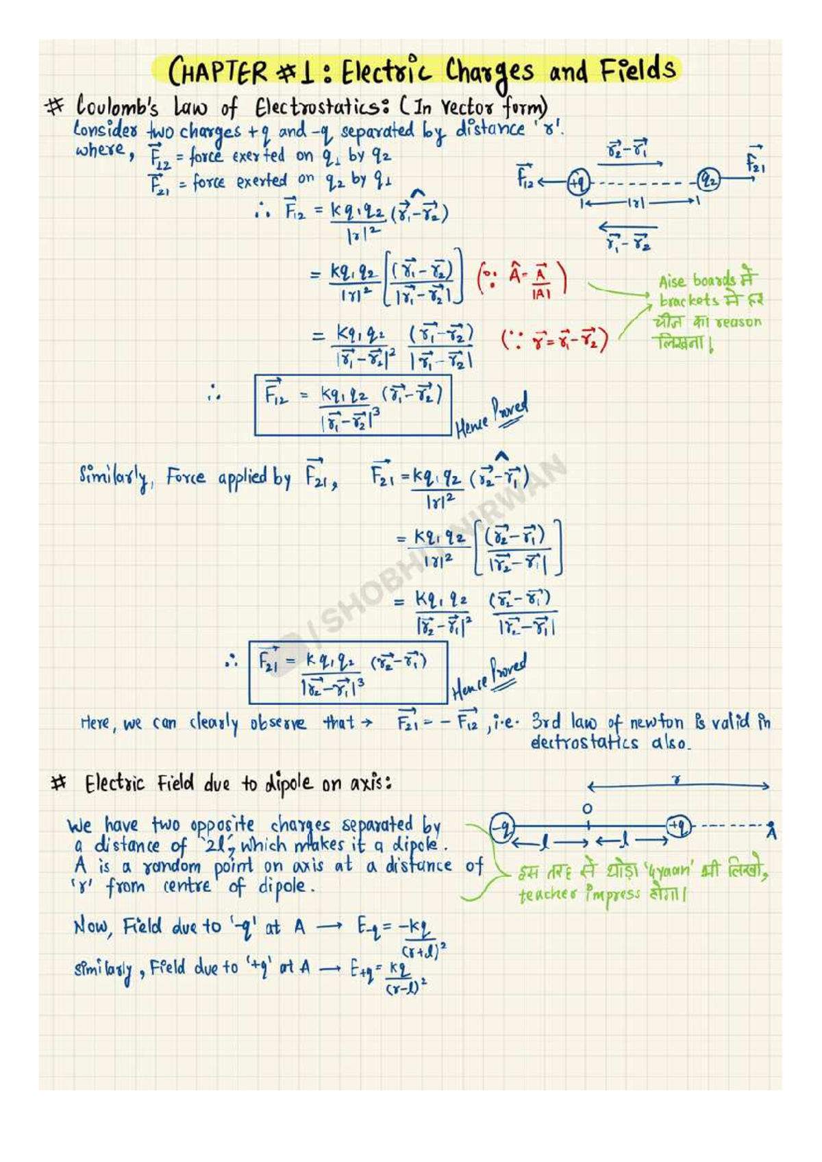 Physics Derivation Booklet: CHAPTER 1 & 2 - Electrostatics & Electric ...