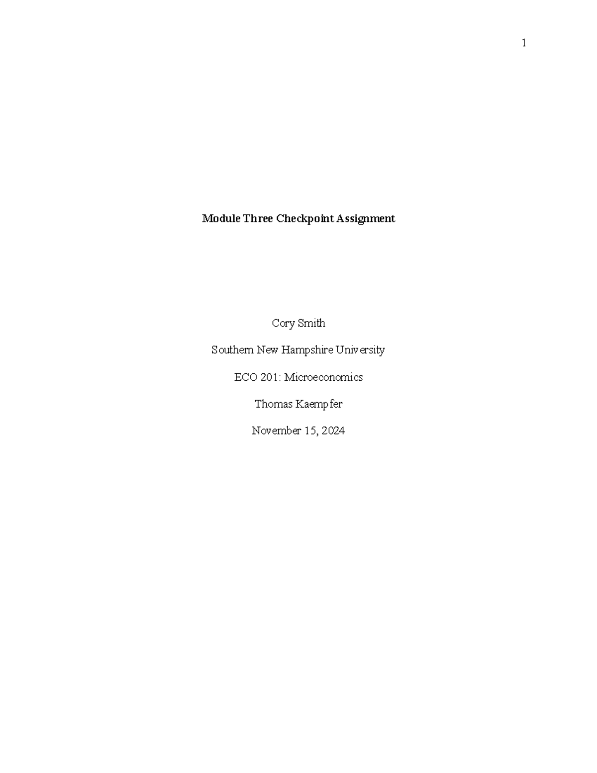 ECO 201 3-2 CP1 - Analysis of Supply, Demand & Price Elasticity at ...