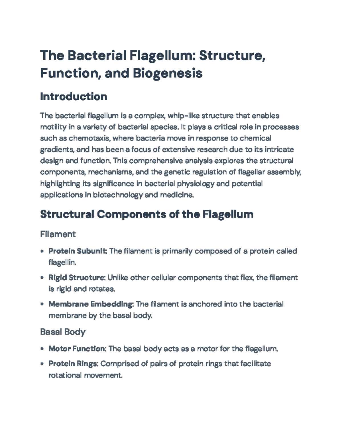 Bacterial Flagellum: Structure, Function, and Biogenesis Analysis - The ...