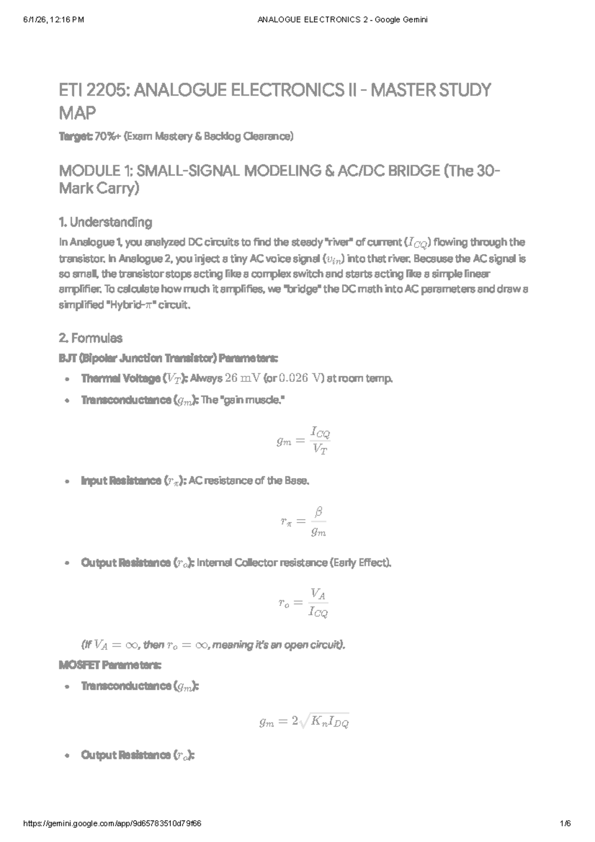 ETI 2205: Analogue Electronics II Exam Mastery Study Guide - Studocu