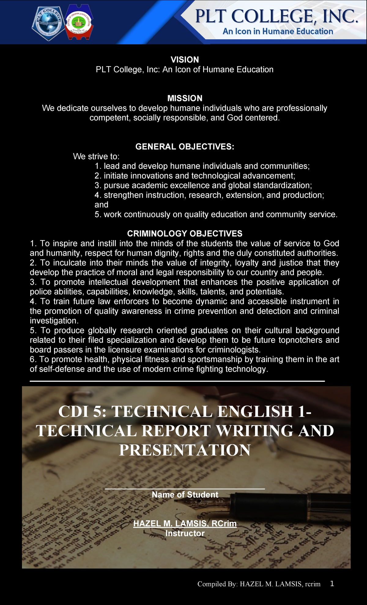 Technical English 1 (CDI 5): Comprehensive Notes on Report Writing ...