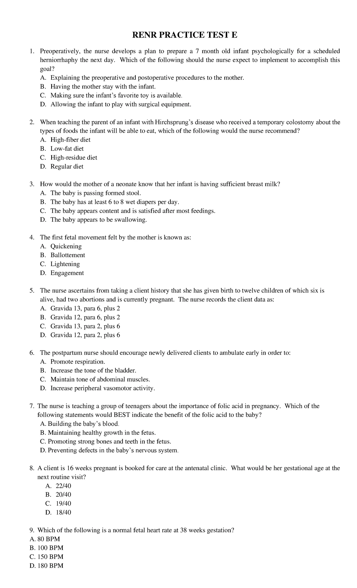 RENR Practice test - SAMPLE OF RENR QUESTIONS - PRACTICE TEST Which of ...