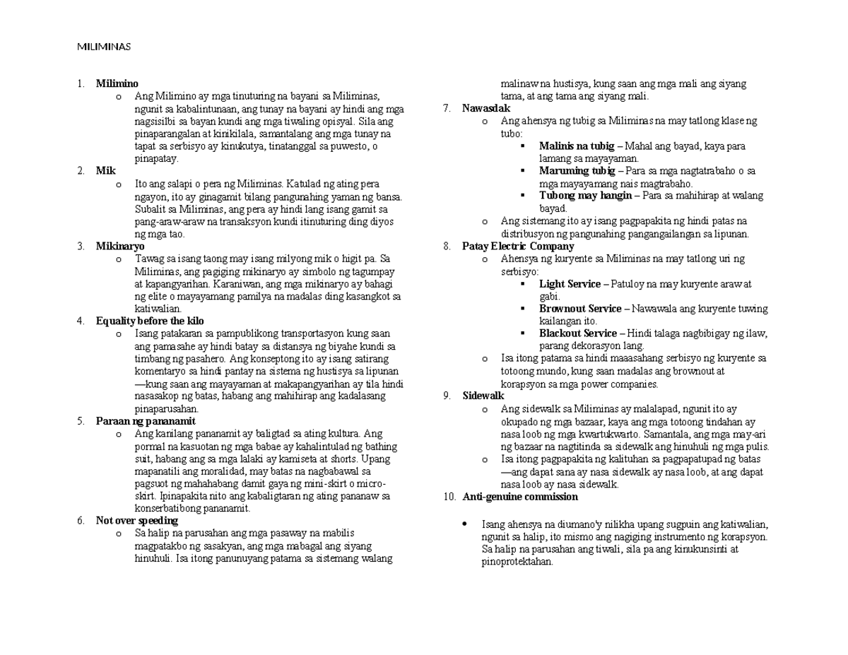 Miliminas - Summary Sosyedad at Literatura/Panitikang Panlipunan ...