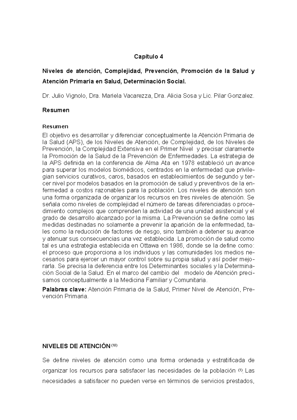 Vignolo-Niveles - Niveles de prevención - Capítulo 4 Niveles de ...