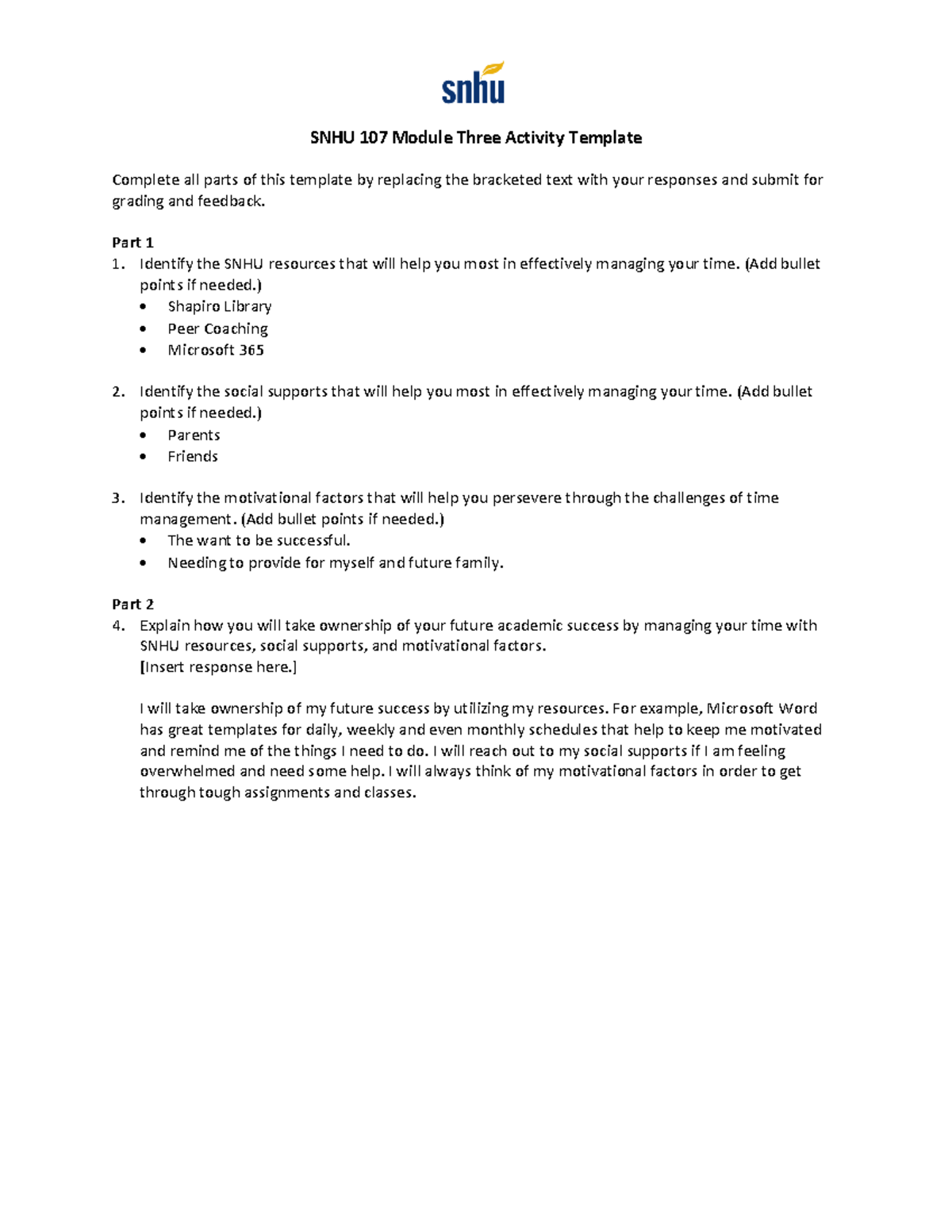 SNHU 107 Module Three Activity Template - SNHU 107 Module Three ...