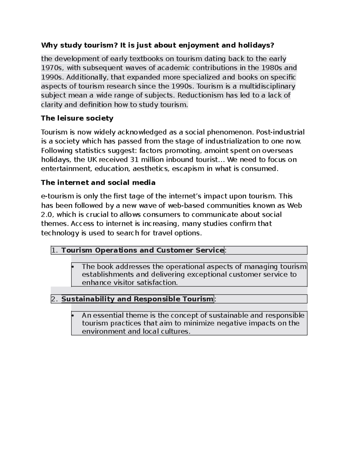 Why study tourism - hello - Why study tourism? It is just about ...