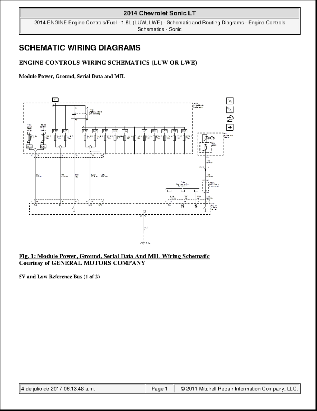 2014 Chevrolet Sonic LT 1.8L Engine Wiring Schematics & Diagrams - Studocu