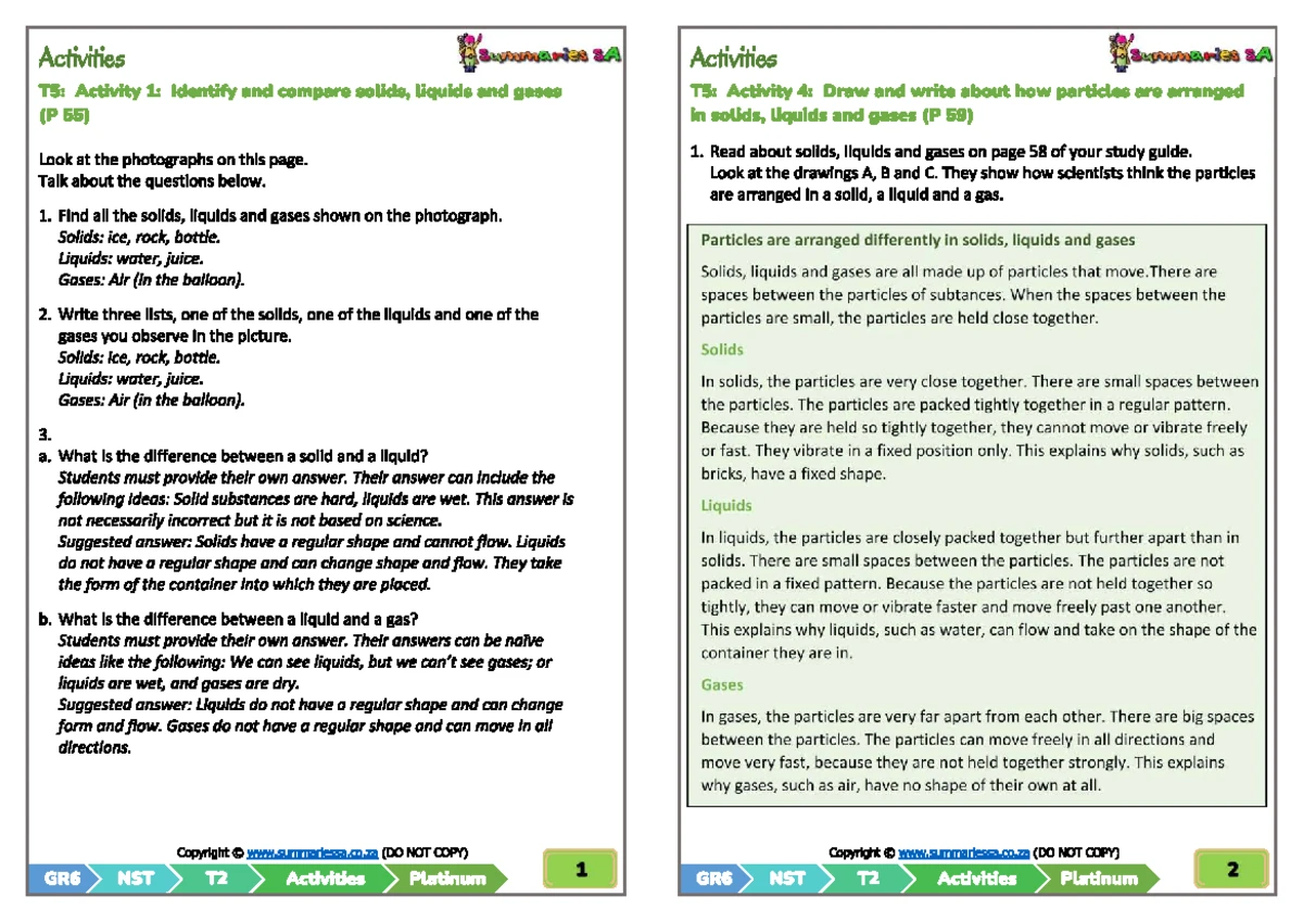 Grade 6 Term 3 Formal Test Memo - TERM 3 NATURAL SCIENCES + TECHNOLGY ...