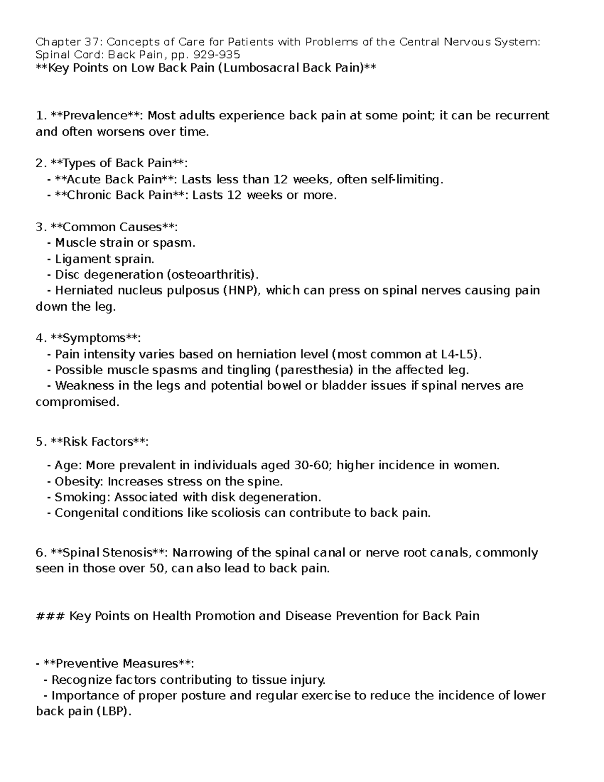 Comprehensive Management of Low Back Pain (LBP): Guidelines ...