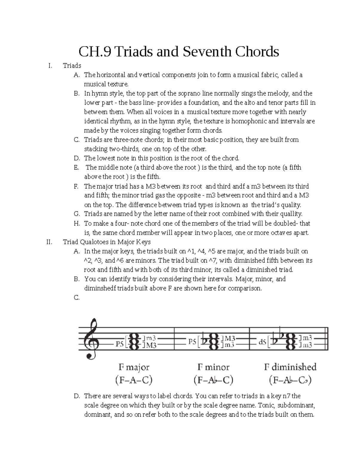 CH.9 Triads & Seventh Chords: Understanding Chord Structures - Studocu