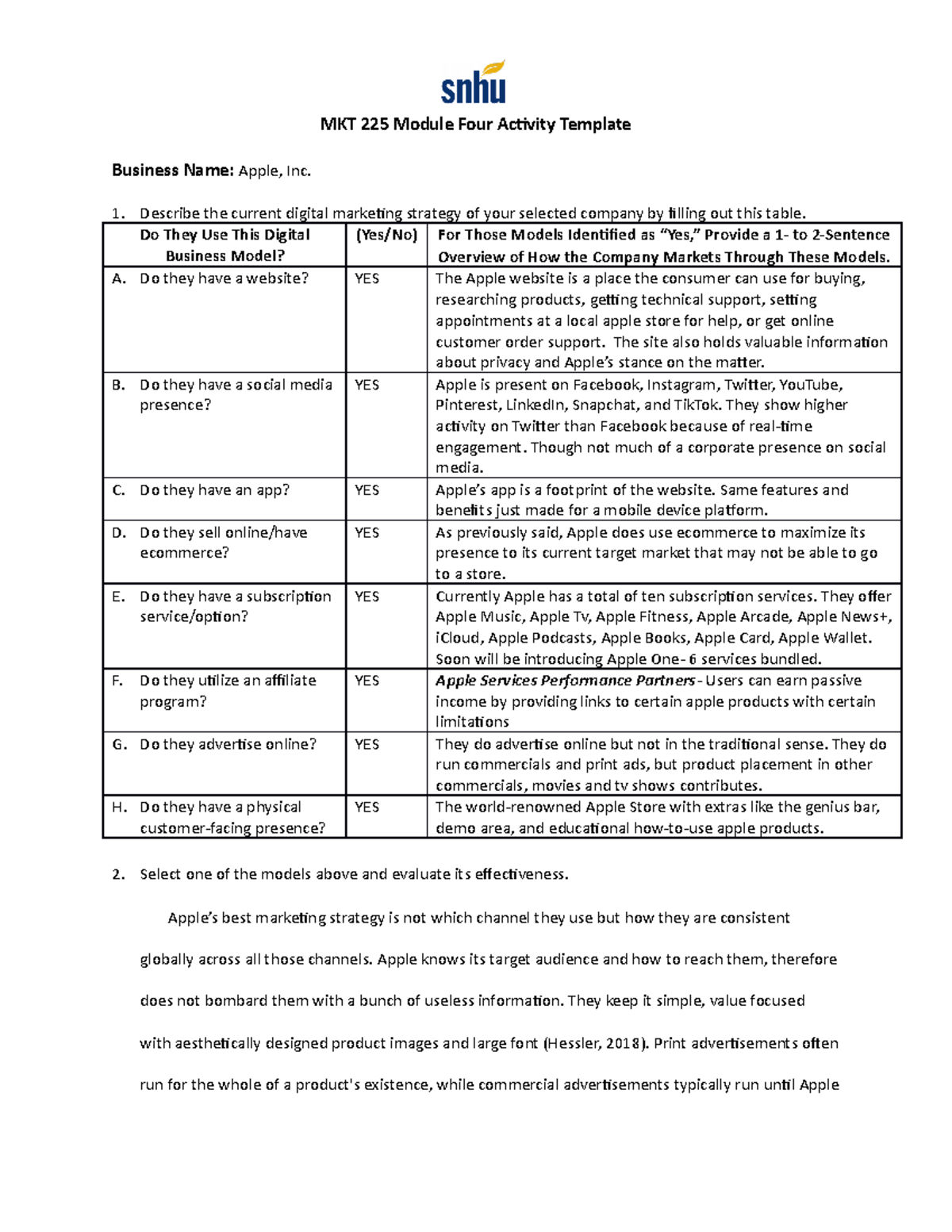 Greene^J Jeffrey- MKT 225- M4A1 - MKT 225 Module Four Activity Template ...