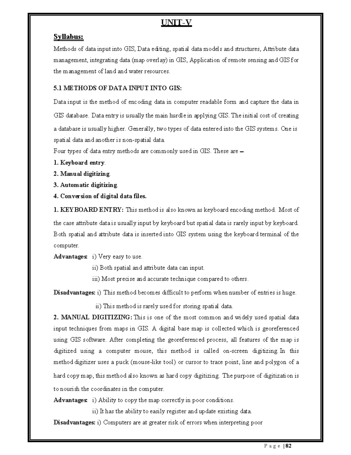 GIS & RS Unit 5: Data Input Methods, Editing, and Spatial Models - AKTU ...