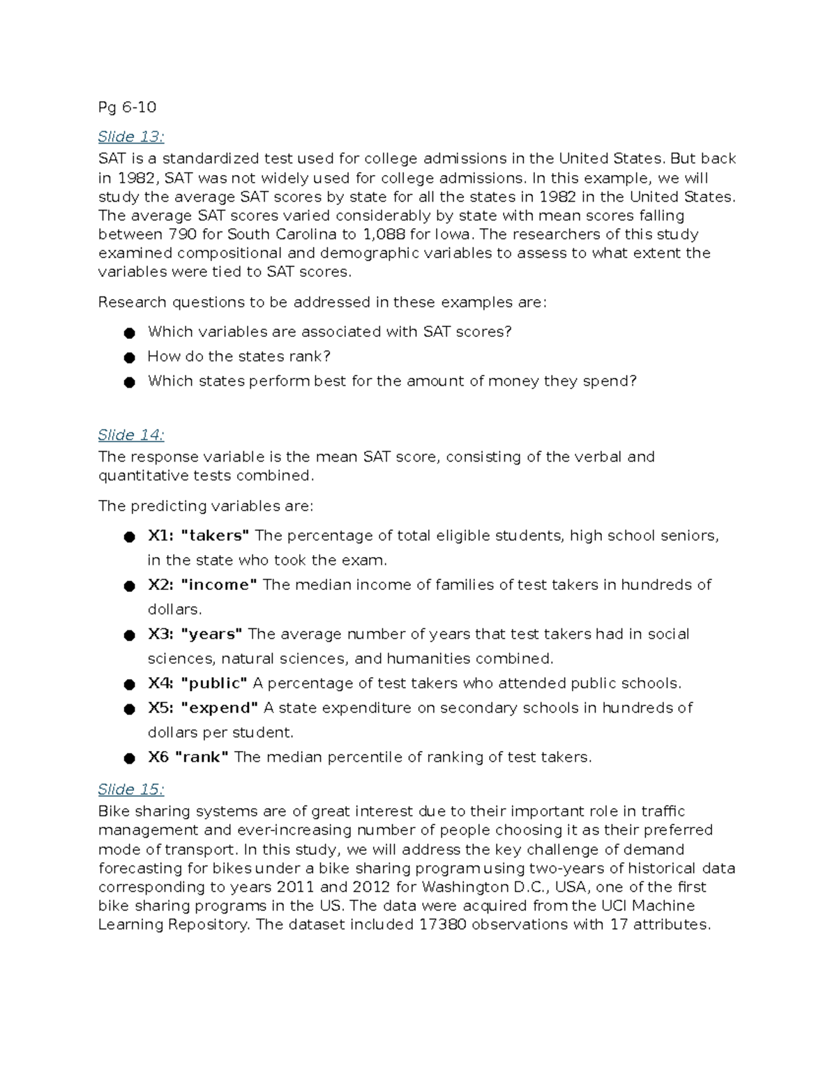 Module 2 Transcripts v3 pg6-10 - Pg 6- Slide 13: SAT is a standardized ...