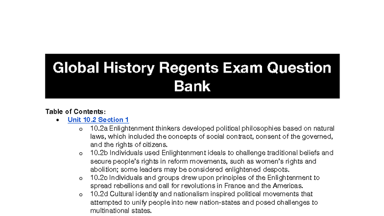 Global History Regents Exam: Unit 10.2 - Agricultural & Industrial ...