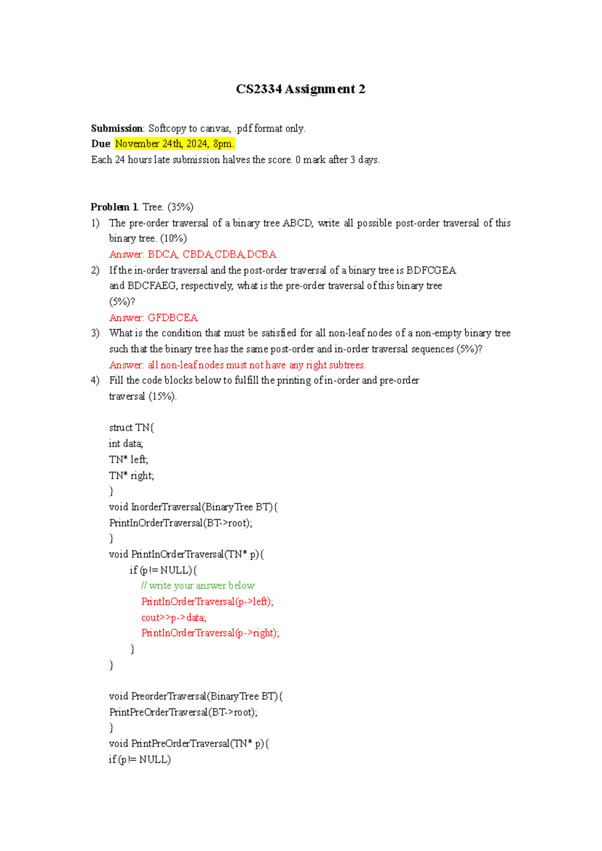 CS2334 Assignment 2 Solutions with Corrections and Explanations - Studocu