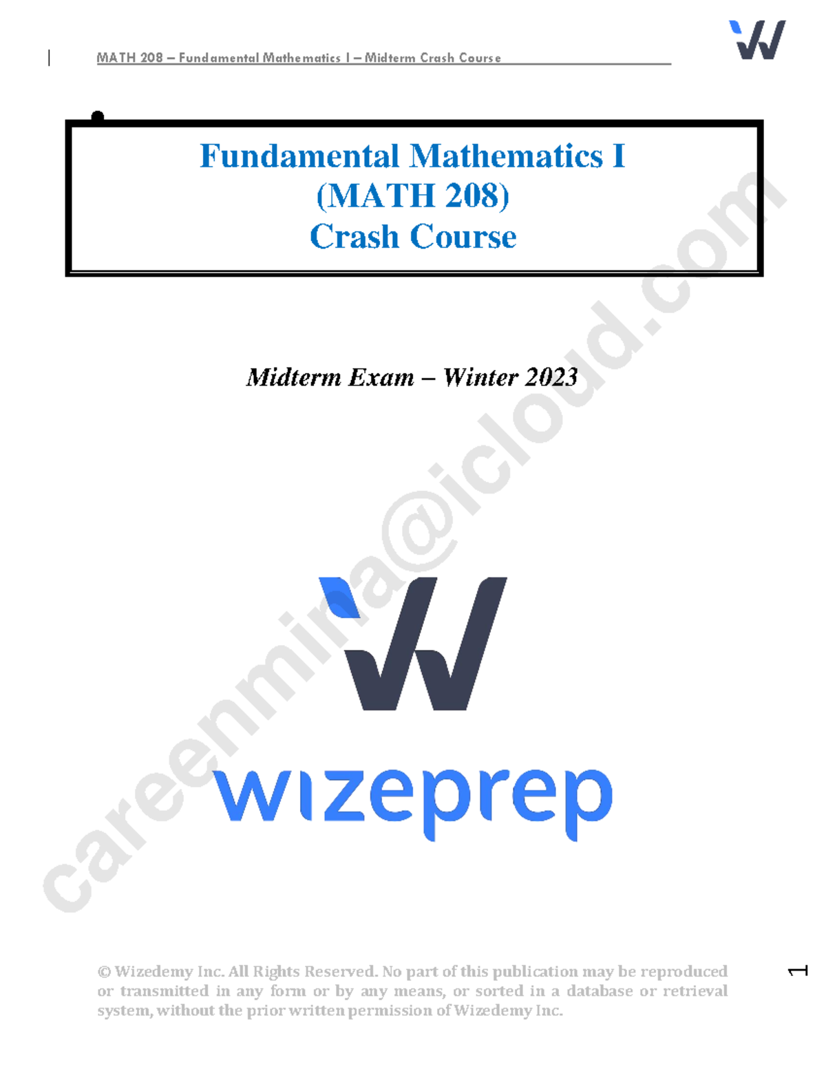 Crash course math - © Wizedemy Inc. All Rights Reserved. No part of ...