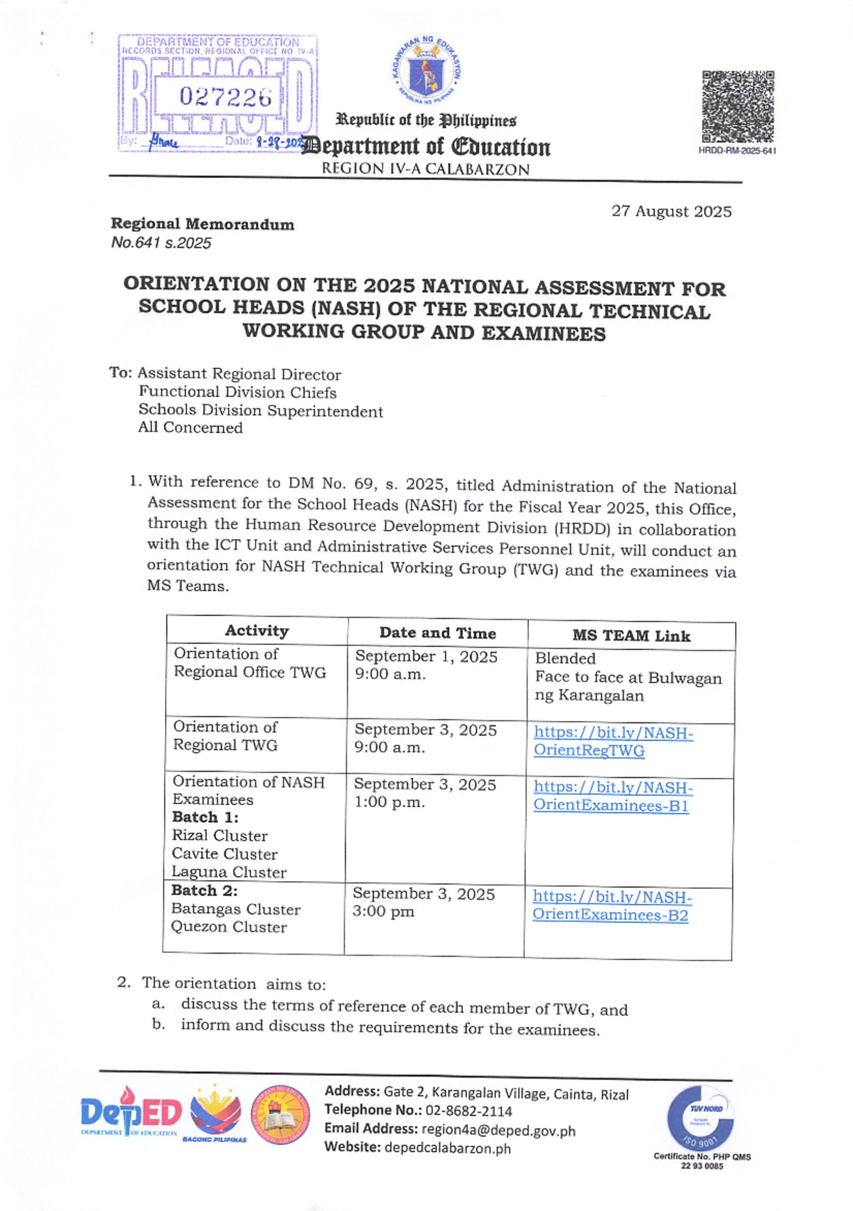 RM 2025 641: Orientation for NASH Technical Working Group and Examinees ...