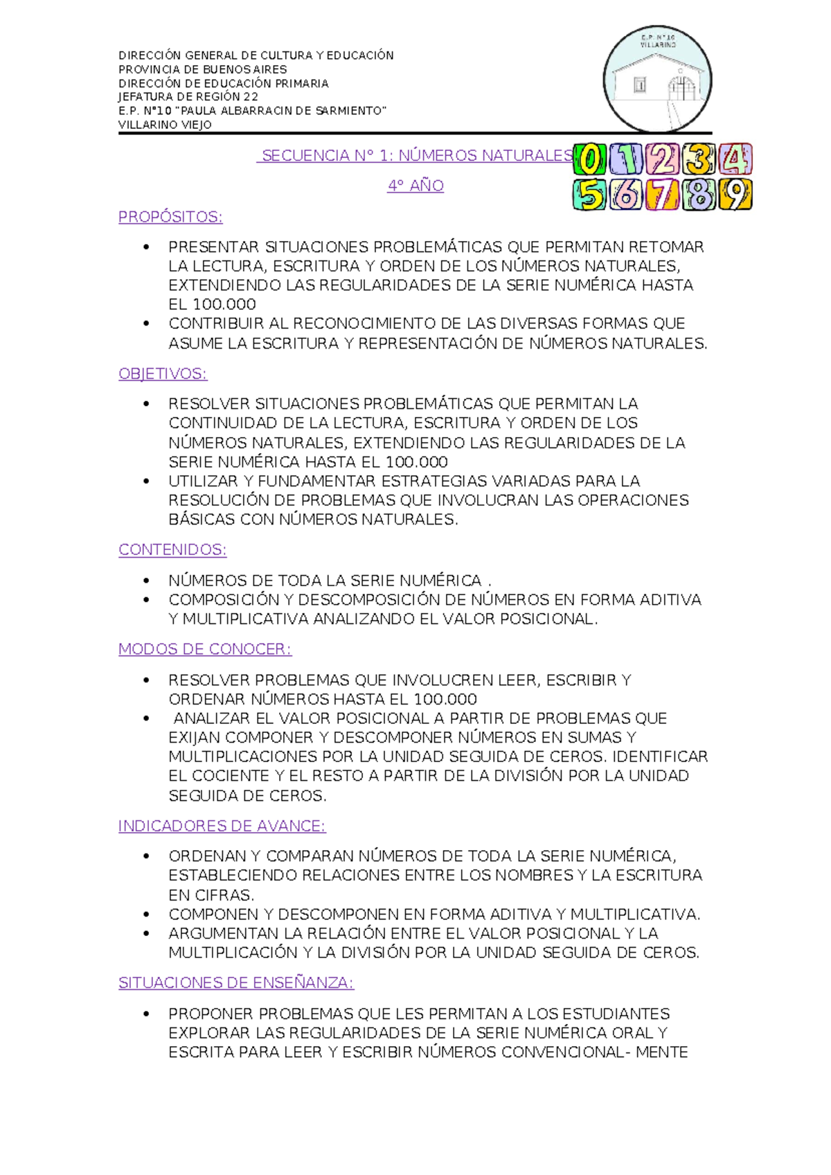 Secuencia 1: Números Naturales - 4TO Matematica - Studocu