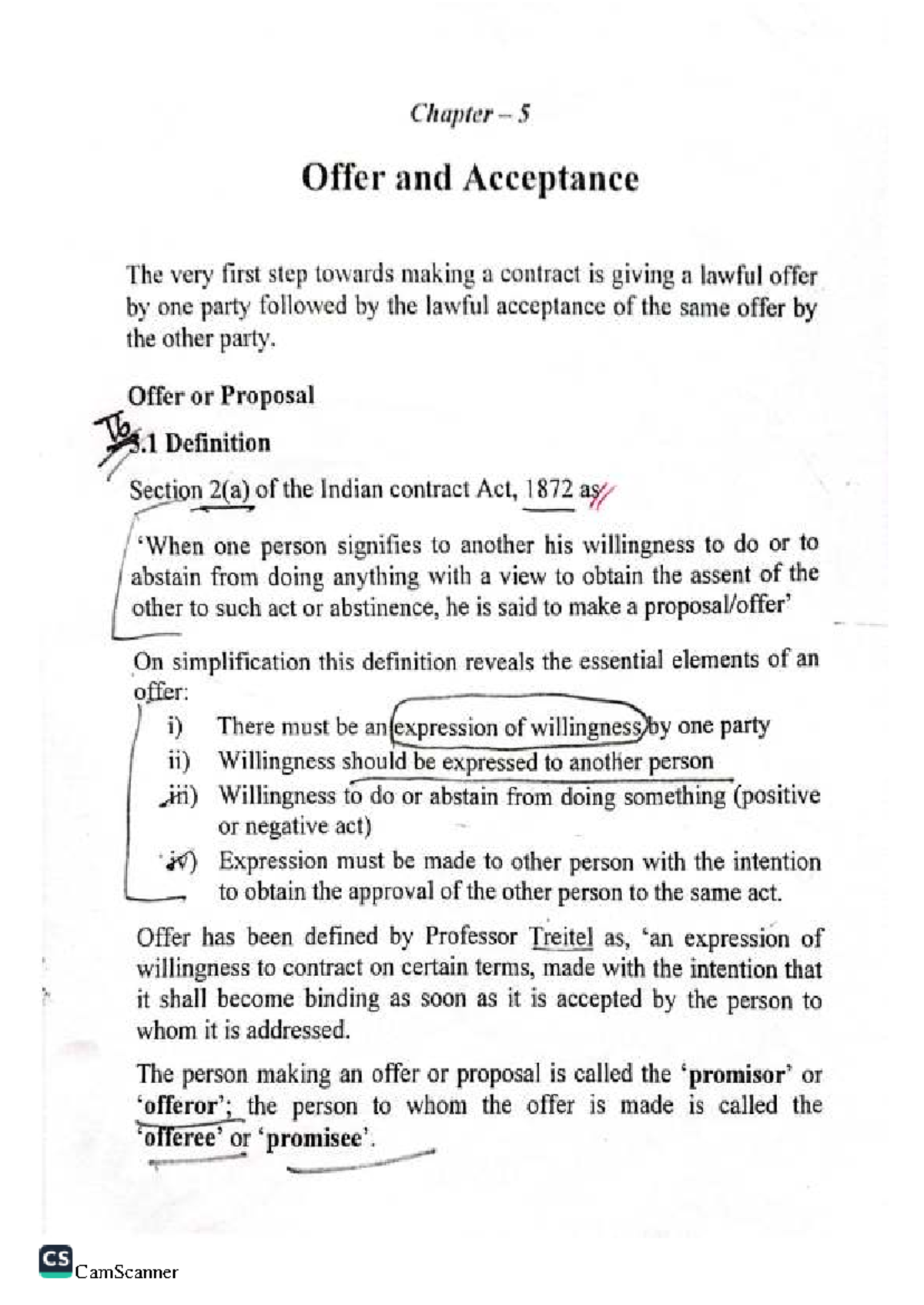 Chapter 5: Offer and Acceptance in Contract Law - Studocu