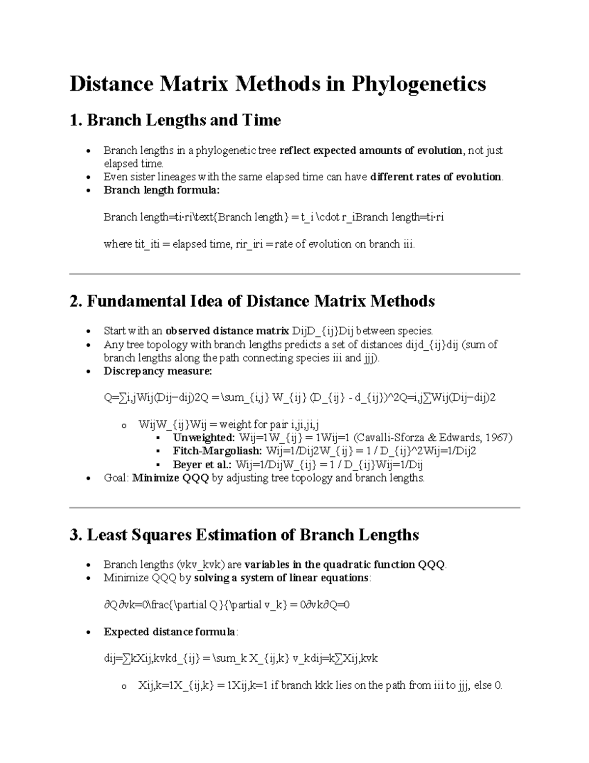 Lec13 - Distance Matrix Methods in Phylogenetics Overview - Studocu