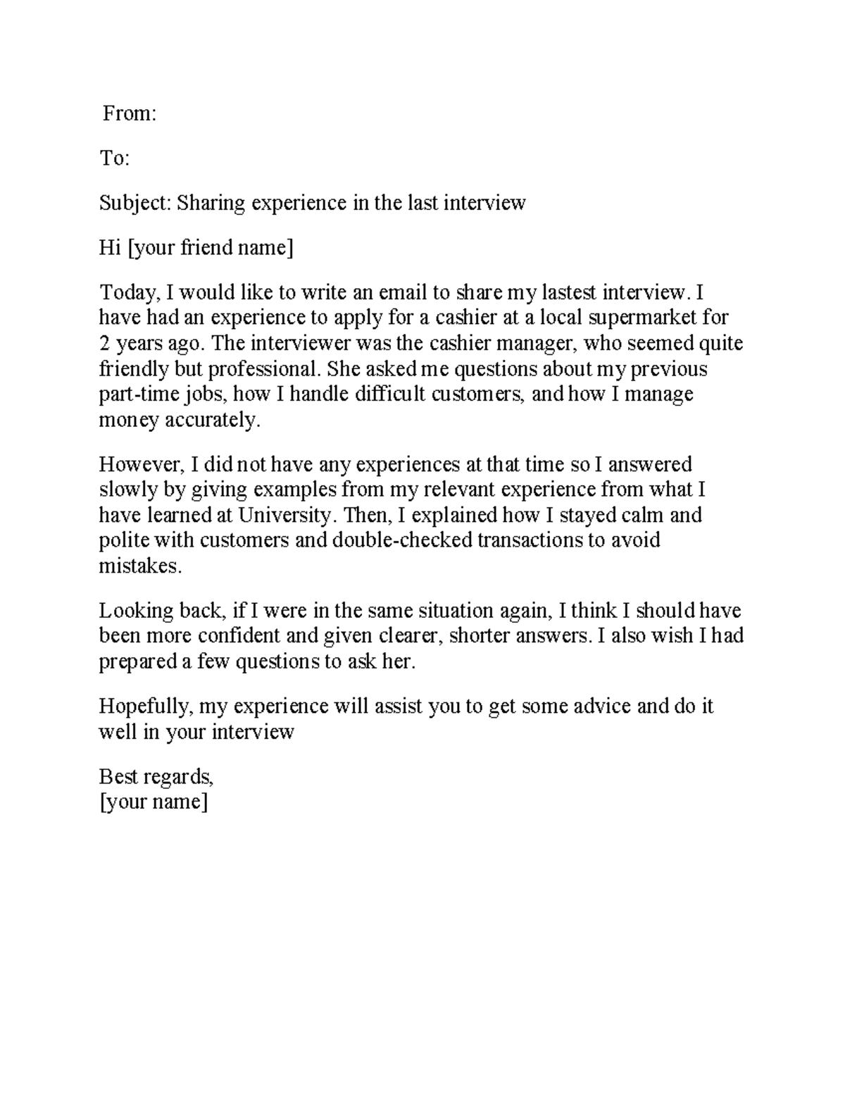 Sharing My Interview Experience - Unit 8 Insights - Studocu